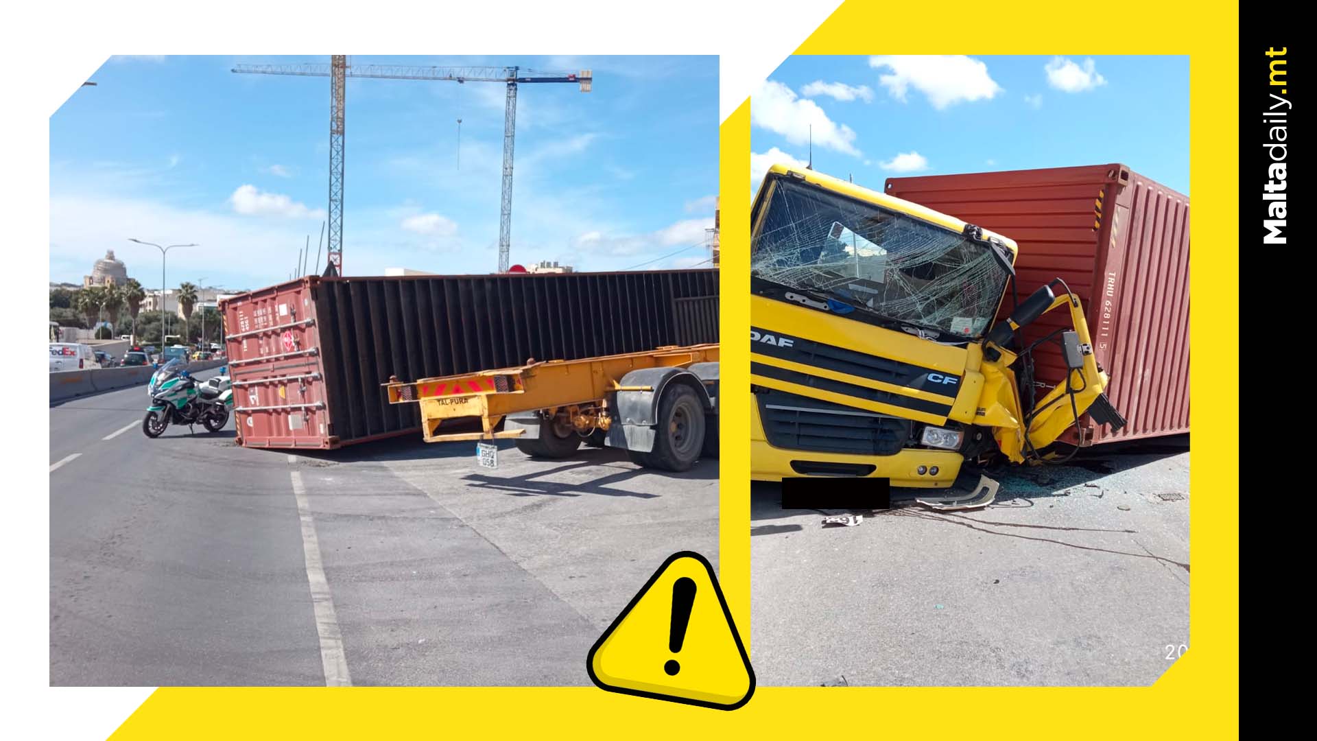 Container falls off trailer in Qormi causing massive traffi…