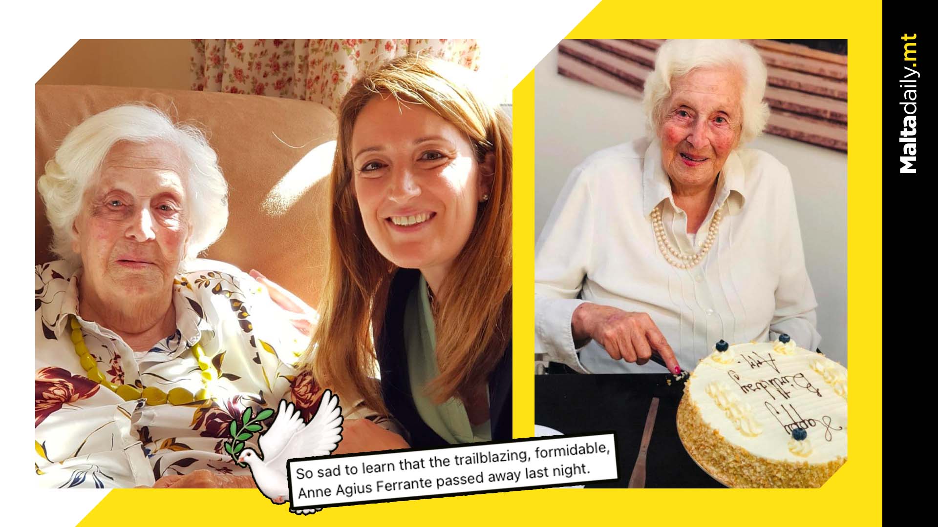 First woman elected to Malta’s parliament dies aged 97